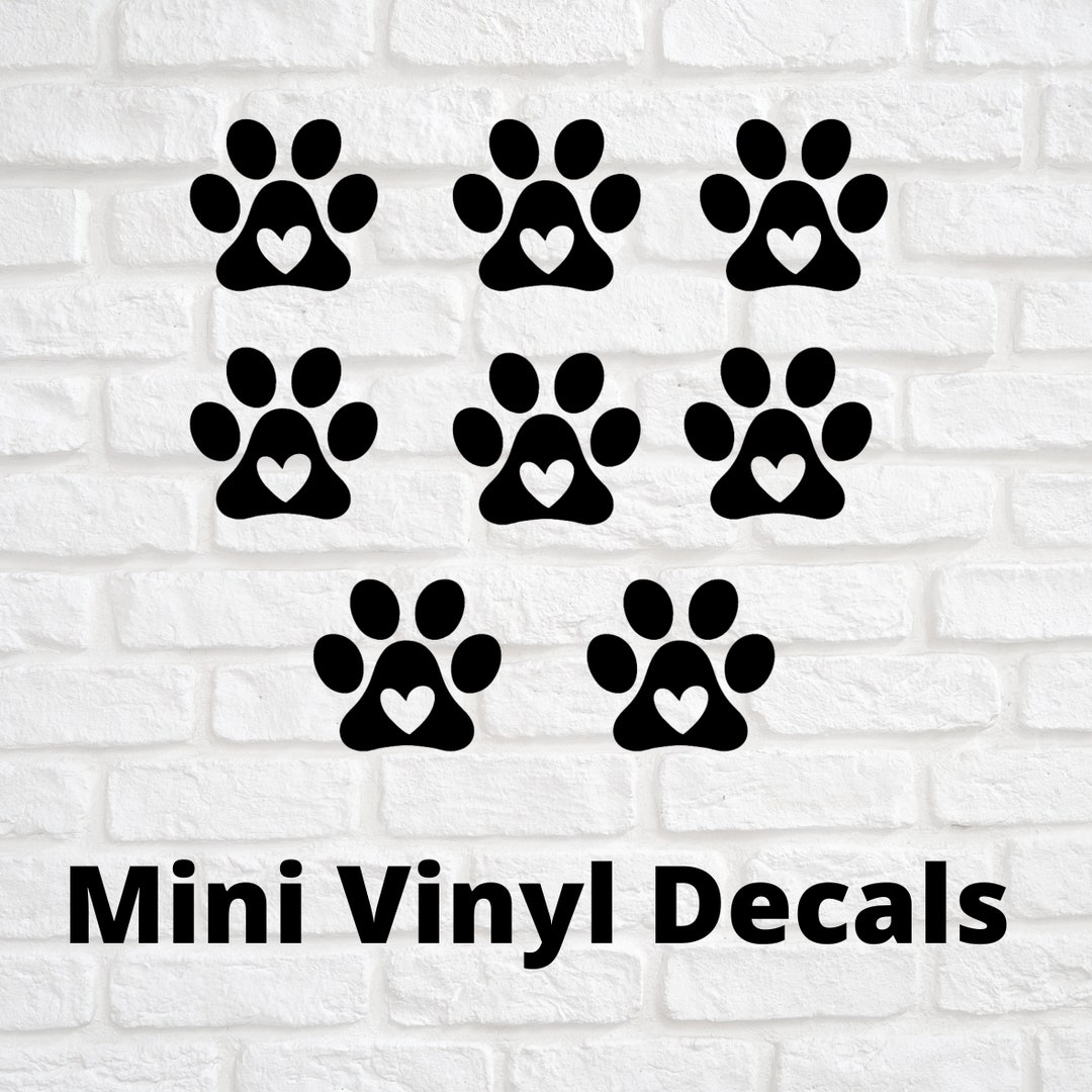 Paw Print Sticker Vinyl Decals, Mini Paw Print Bumper Sticker Laptop ...