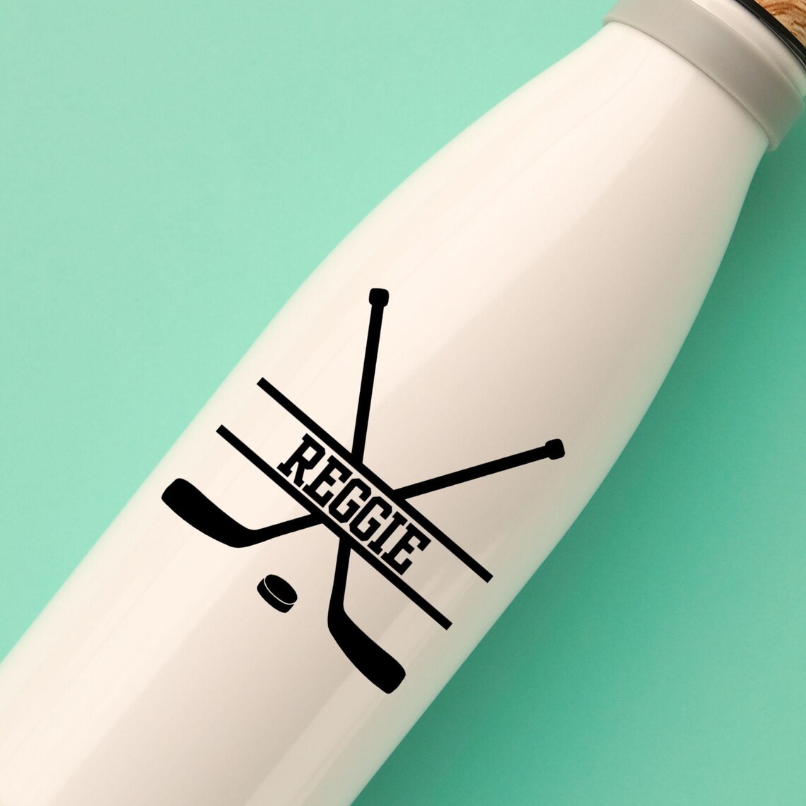 Custom Hockey Sticks Name Decal: Personalized Helmet & Water Bottle ...