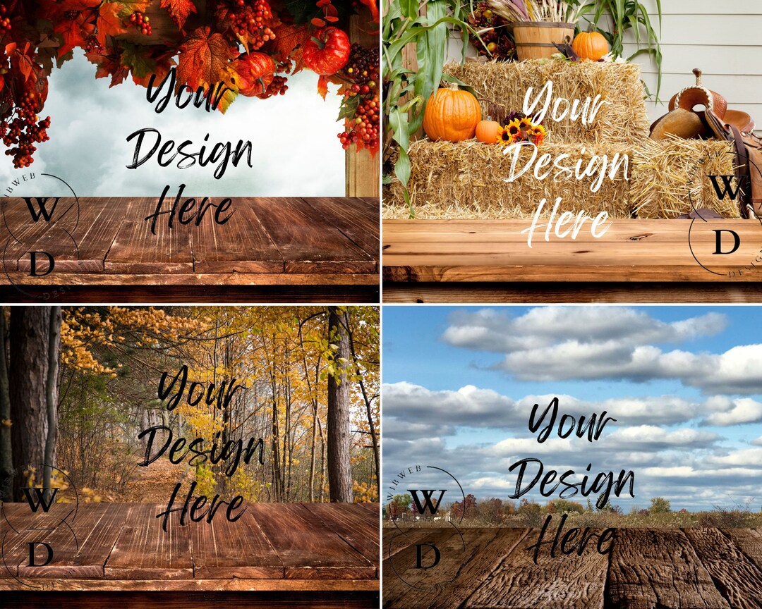 4 Fall Mockups, Fall Digital Backgrounds Product Mockup Bundle, Fall ...