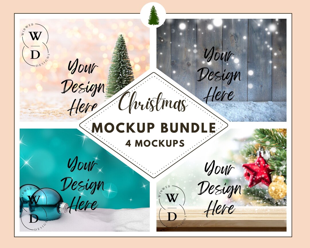 4 Christmas Mockups, Christmas Digital Backgrounds Product Mockup ...
