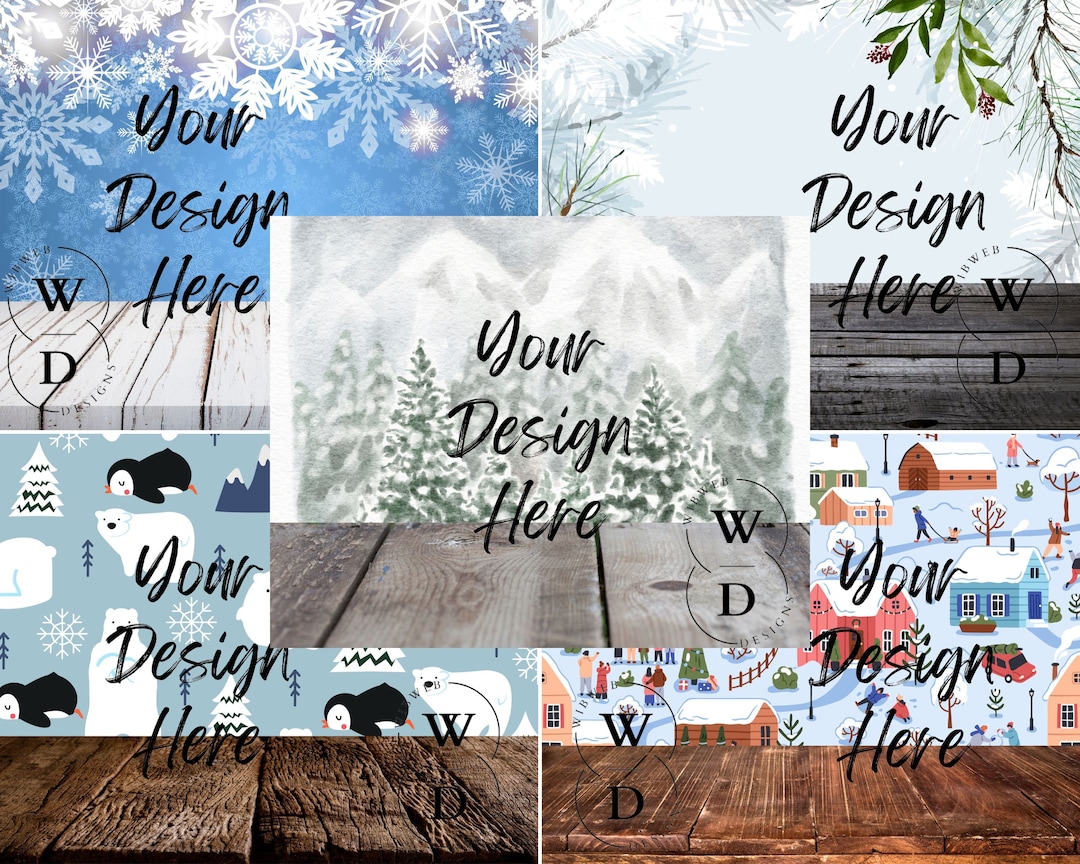 5 Winter Mockups, Winter Digital Background Product Mockup Bundle, Snow ...