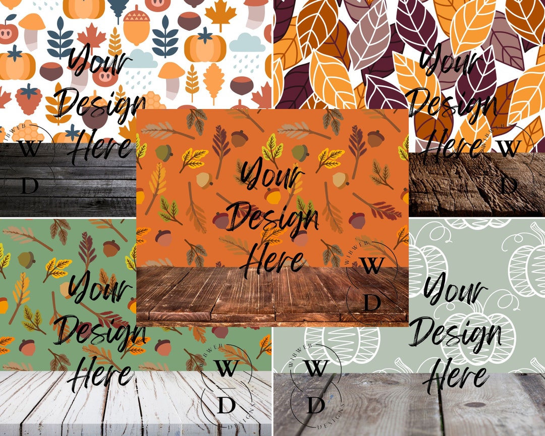 5 Fall Mockups, Fall Digital Background Product Mockup Bundle, Fall ...