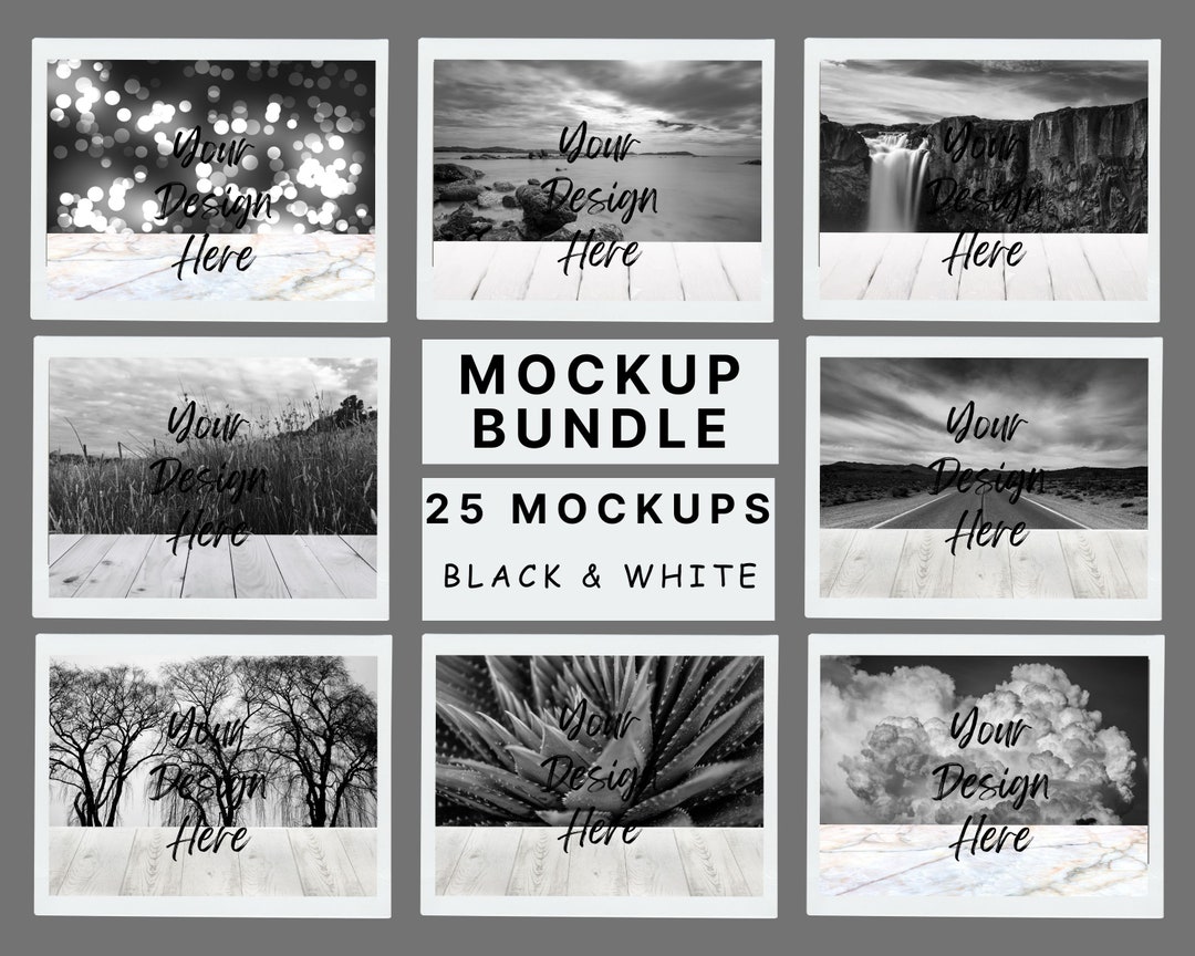 25 Black and White Mockups, White Digital Backgrounds Product Mockup ...