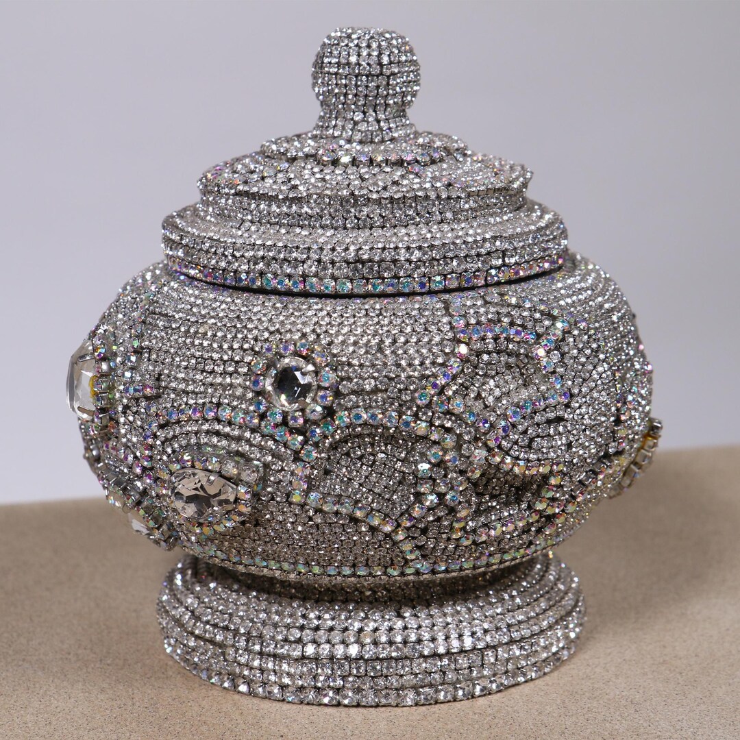 Handmade Embellished Bedazzled Rhinestone Crystal Jeweled Medium Jar ...