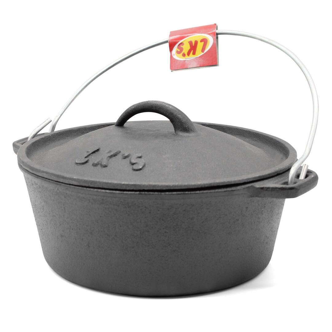 Cast Iron Casserole Pot With Lid Cooking Stew Dutch Oven Stockpot Braai ...