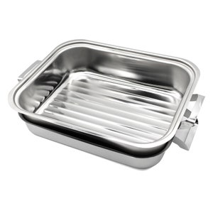 2 in 1 Stainless Steel Roasting Trays Pan Tin Oven Cooking or Barbecue ...