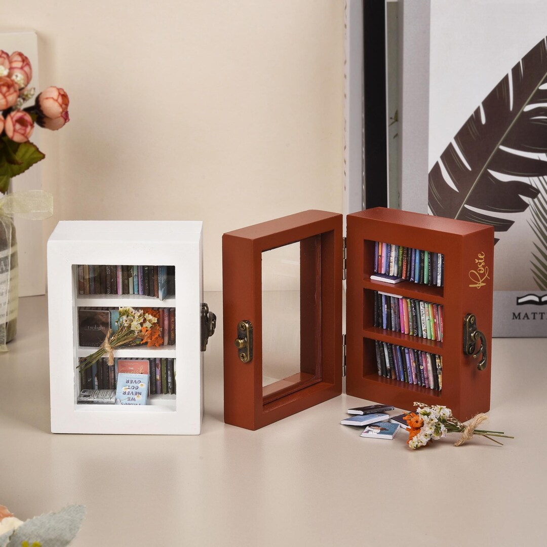 Personalised Edition Anxiety Bookcase, Book Lover Gift, 60 Miniature ...