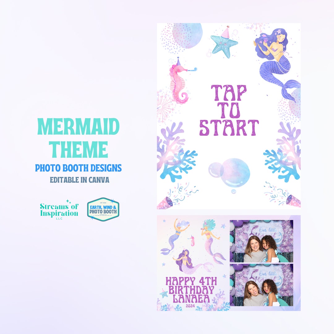 Photo Booth Templates - Mermaid Party (slumber Party, Birthday ...
