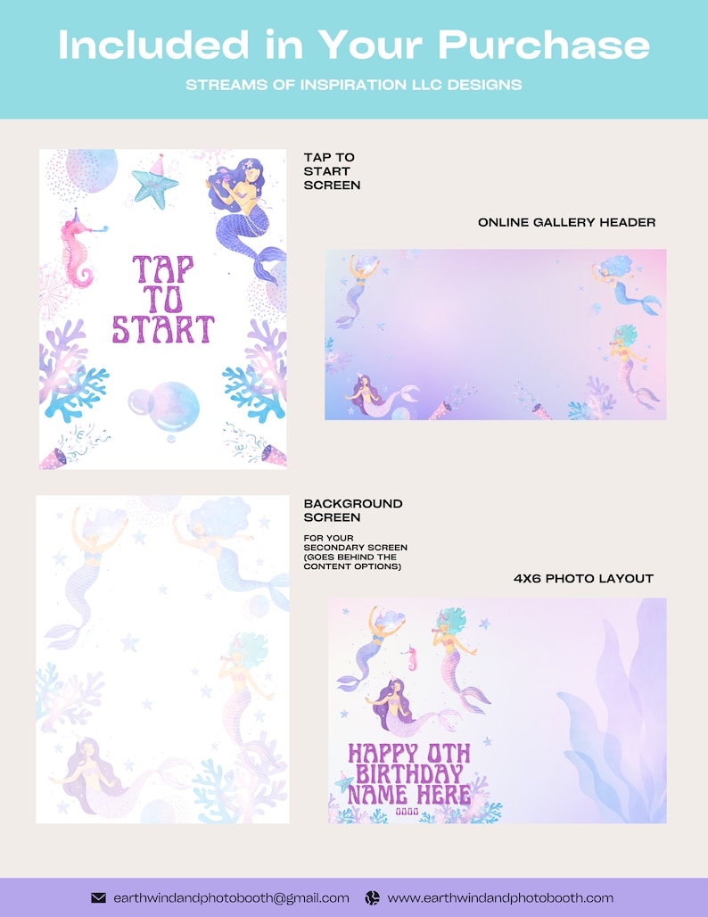 Photo Booth Templates - Mermaid Party (slumber Party, Birthday ...