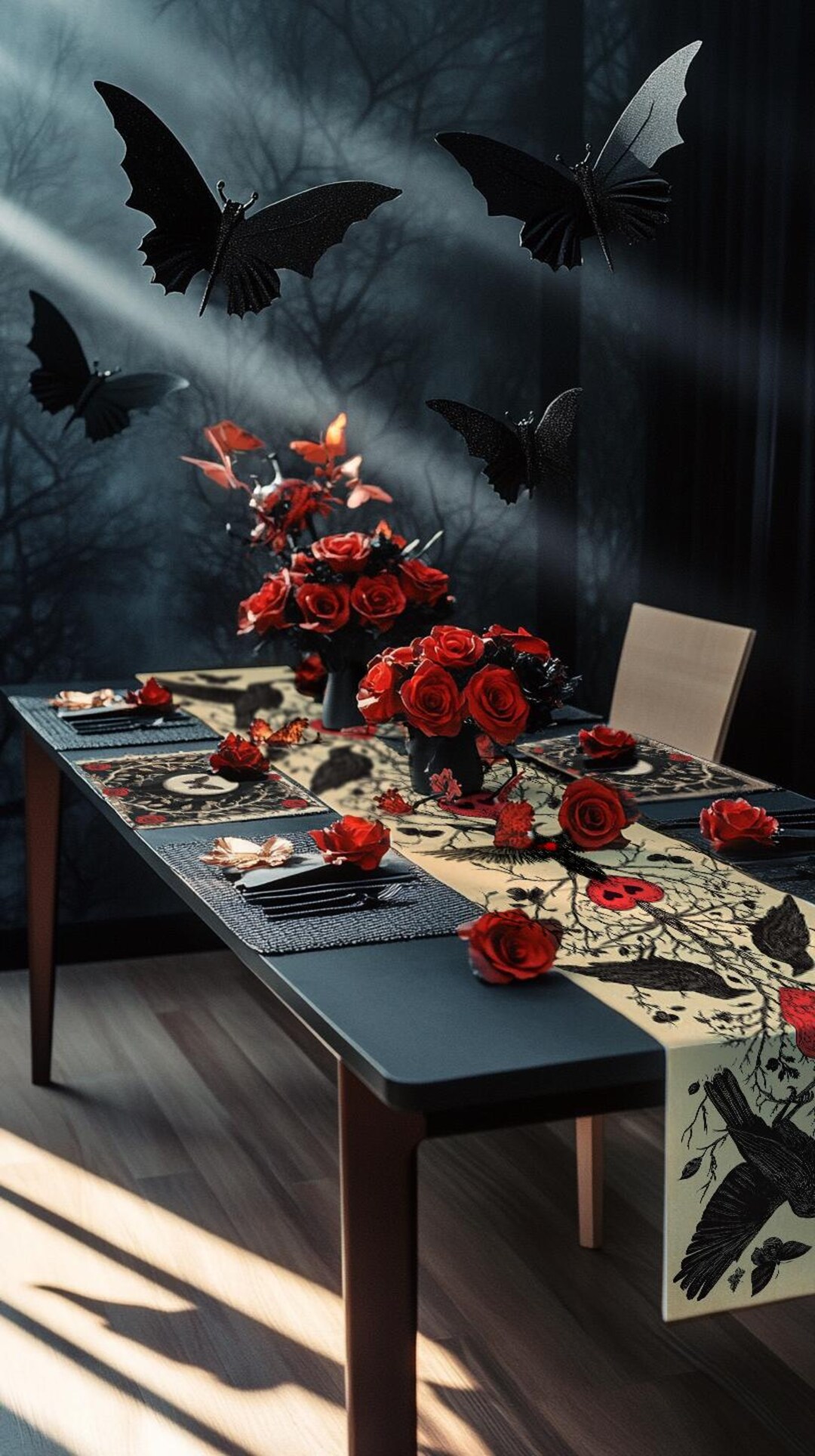 Gothic Valentines Table Runner & Placemats Elegant Dark Academia Decor ...