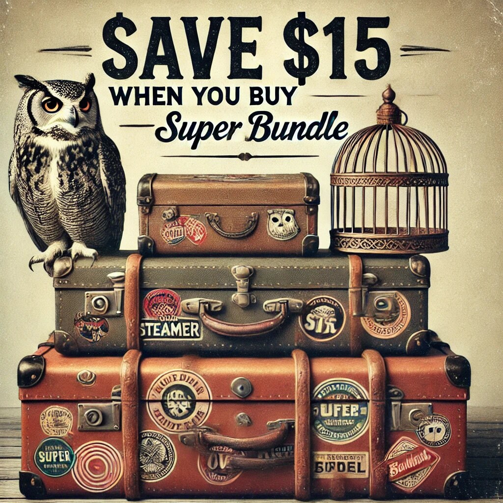 STICKER BUNDLES Vintage Steamer Trunk Labels Magic Travel Vinyl Kiss ...