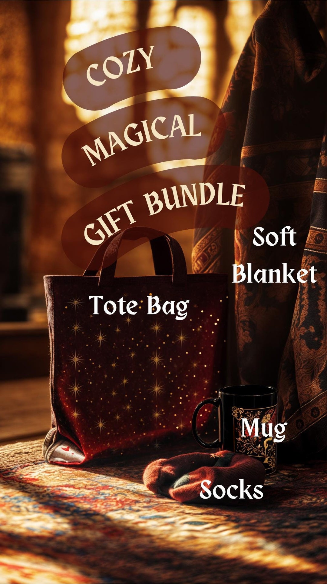 Cozy Magical Gift Bundle – Blanket, Tote Bag, Mug & Socks - Etsy