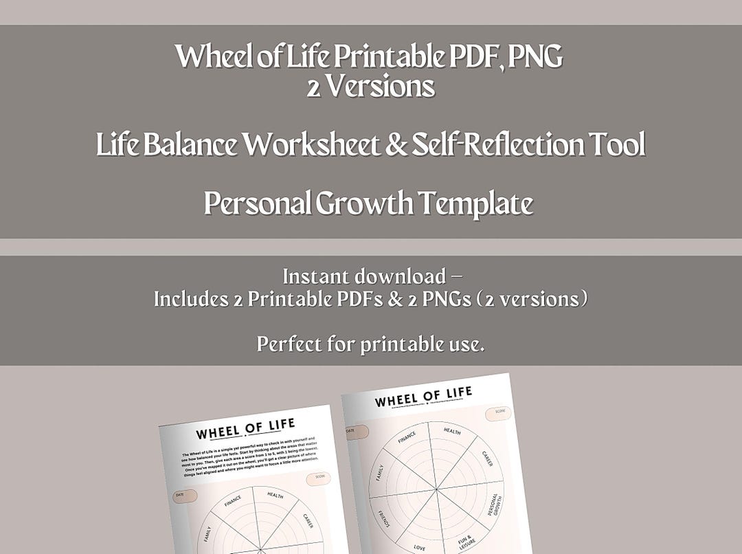 Wheel of Life Printable PDF, PNG | Life Balance Worksheet, Self ...