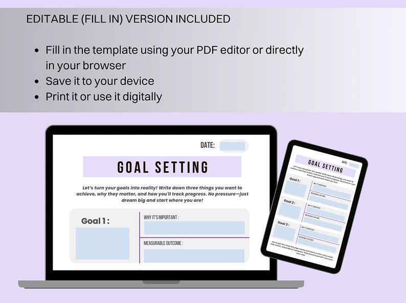 Printable Goal Setting Planner: Minimalistic Productivity Tracker ...