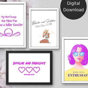 Funny Bipolar Quote Digital Design Bundle, Mental Health Art Gift ...