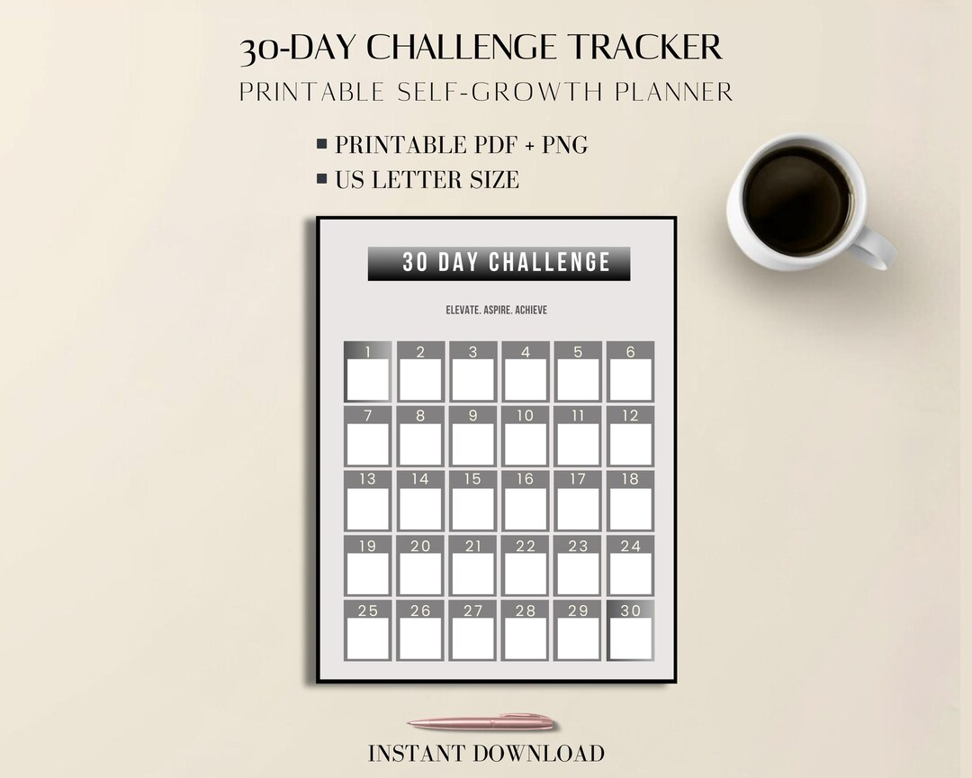 30 Day Goal Tracker | Printable Self-growth Planner | Minimal Habit ...