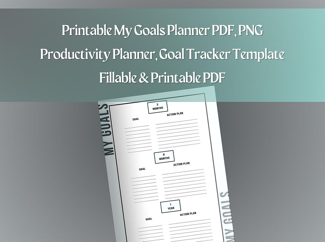 Printable My Goals Planner PDF, PNG | Productivity Planner, Goal ...