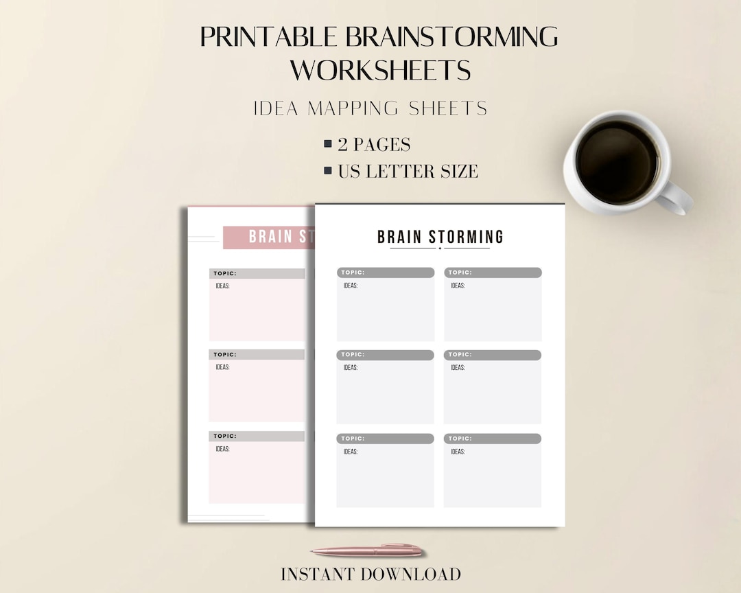 Printable Brainstorming Worksheets Bundle | Personal Development ...