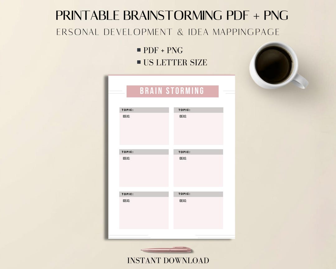 Brainstorming Sheet Printable PDF: Idea Mapping US Letter Size - Etsy