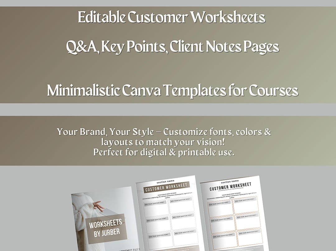 Editable Customer Worksheets | Q&A, Key Points, Client Notes Pages ...
