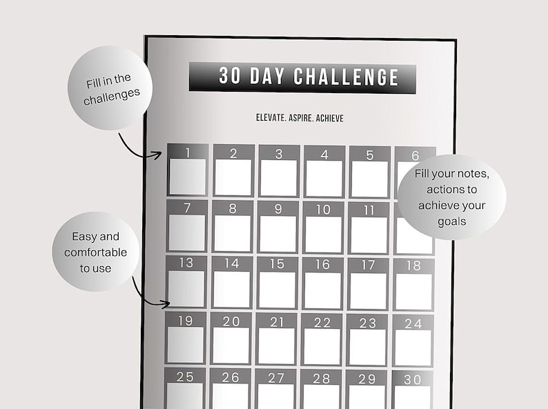 Printable 30 Day Goal & Habit Tracker: Self-growth Planner for Personal ...