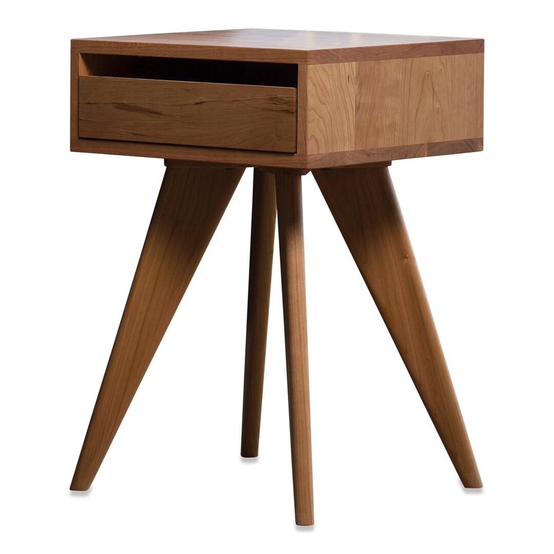 Modern Apartment Side Table, Solid Wood, Choice of Cherry, Walnut or ...