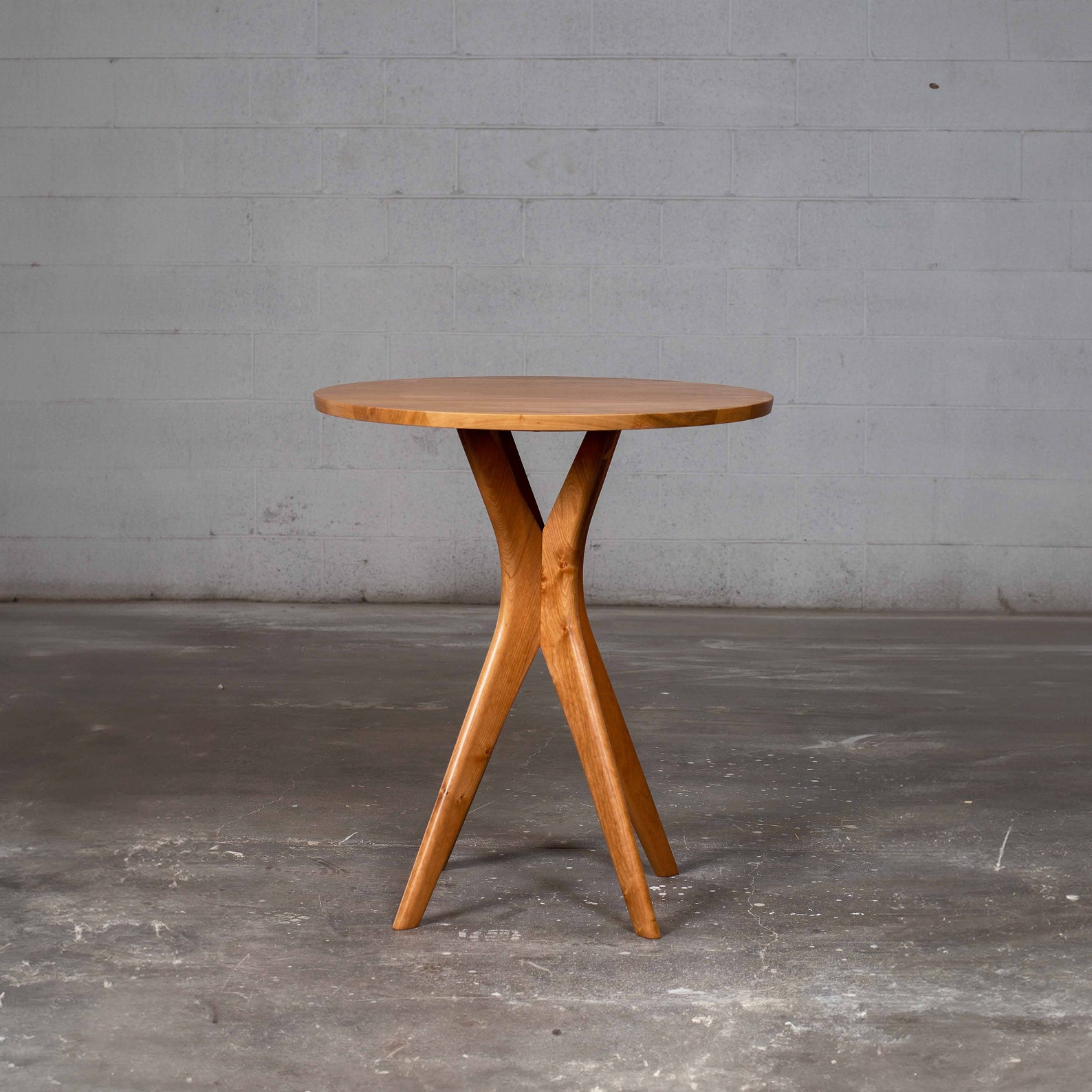Handmade Round Wood Bar Table | Solid Cherry, Walnut, Oak, or Maple - Etsy