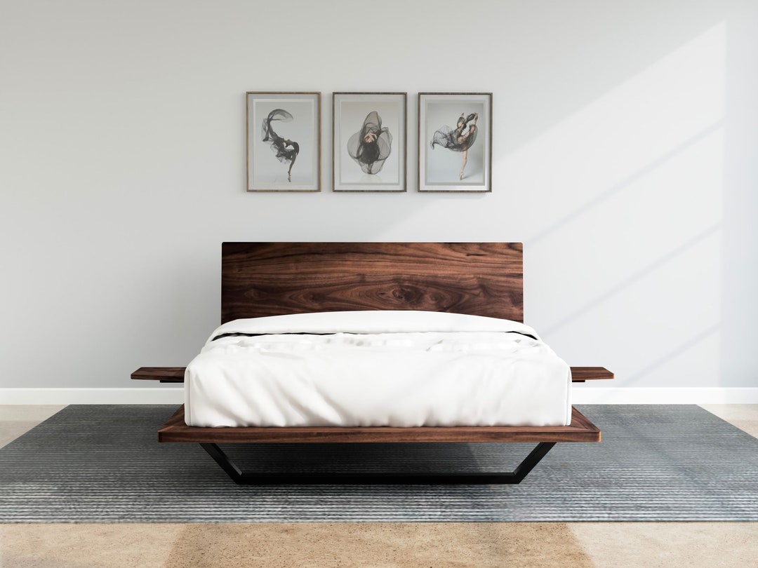 Solid Wood Platform Bed: Modern Floating Bed Frame With Adjustable ...