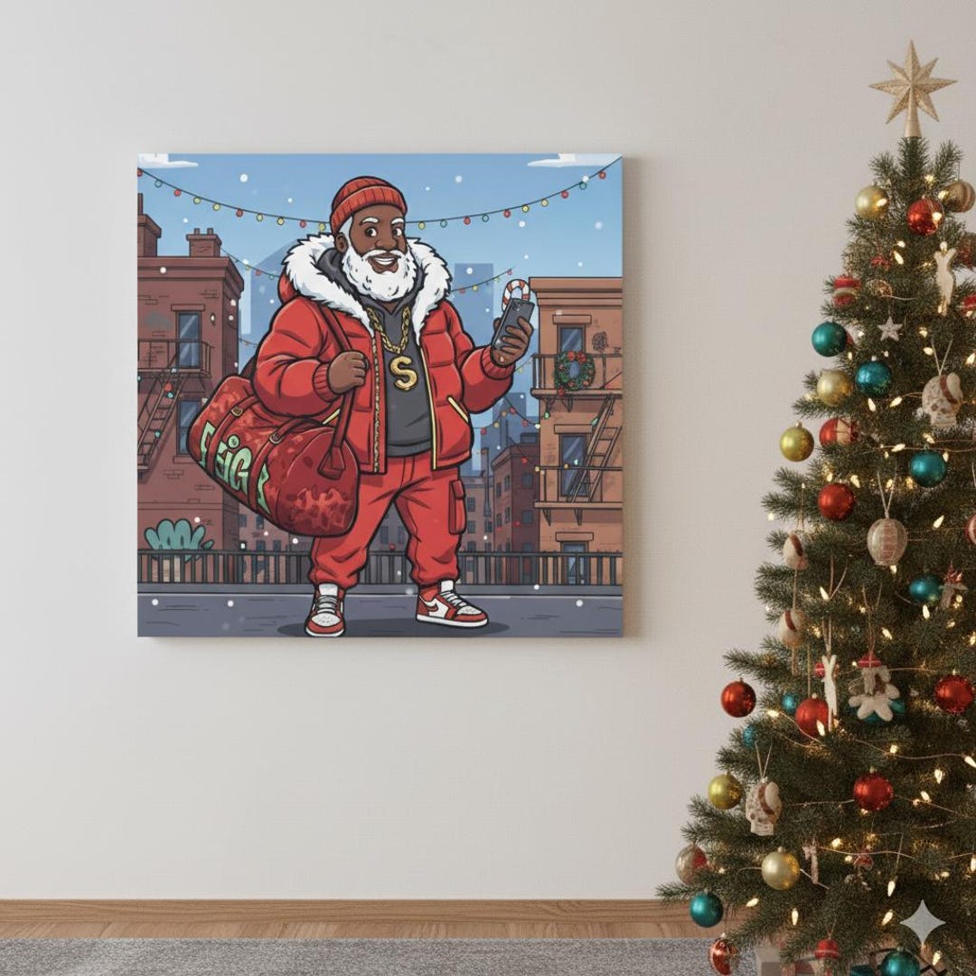 Urban Santa Canvas Art Print, Street Art, FSC Pine Wood - Etsy