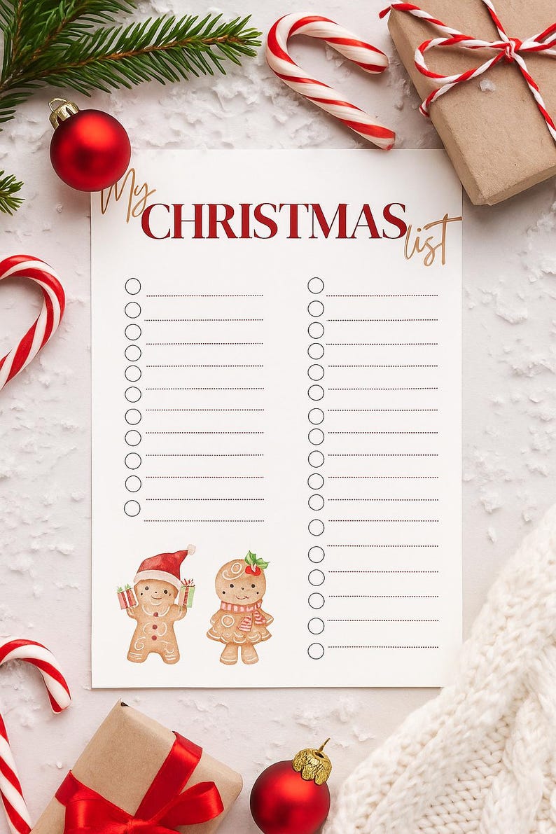 Gingerbread Christmas List Printable (PDF) - Etsy