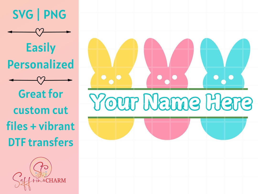 Personalized Pastel Easter Peeps SVG PNG Custom Name Easter Decor ...