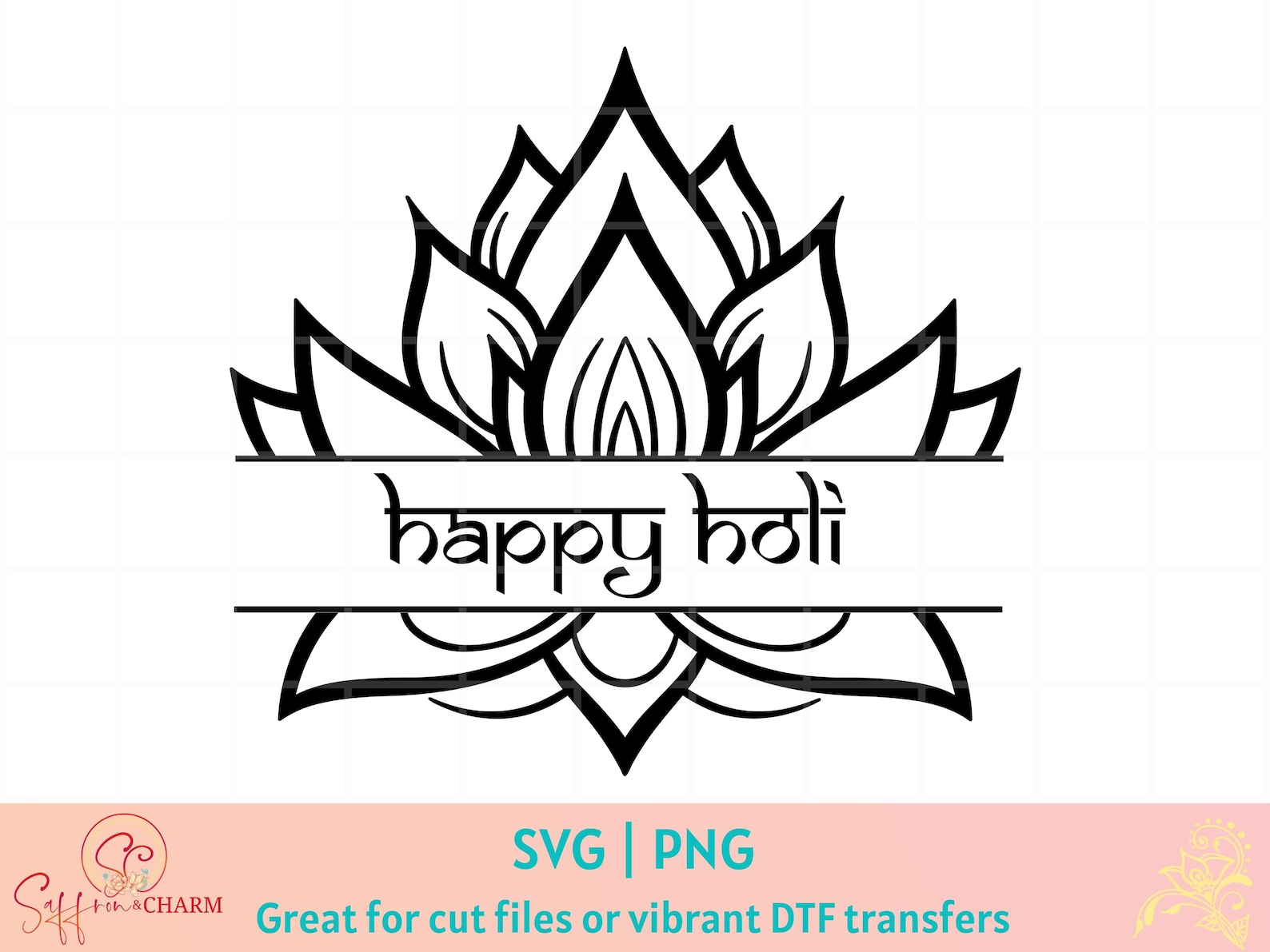 Happy Holi SVG PNG Lotus Flower Design Indian Festival Art Digital ...