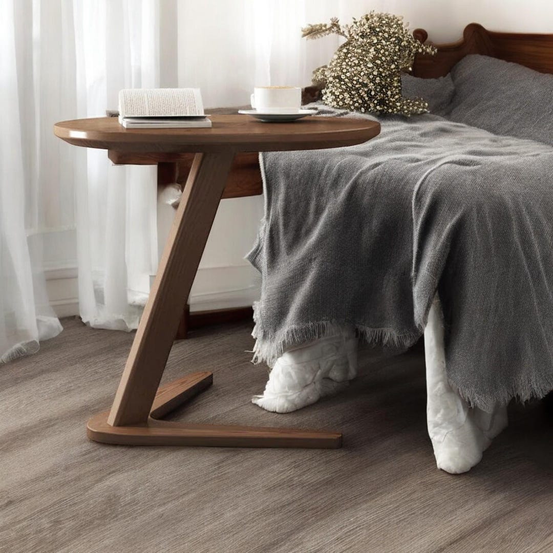 Minimal Round Z Coffee Table Side Stool for Sofa Handmade Wooden Space ...