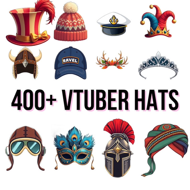400 Vtuber Hats Premade Assets,hat Assets, Vtuber Asset Prop, Vtuber ...