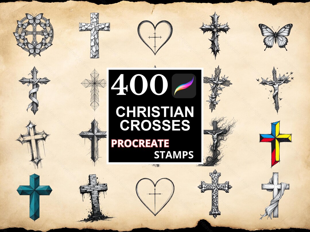 400 Christian Crosses Procreate Stamp Brushes Set, Digital Tattoo ...