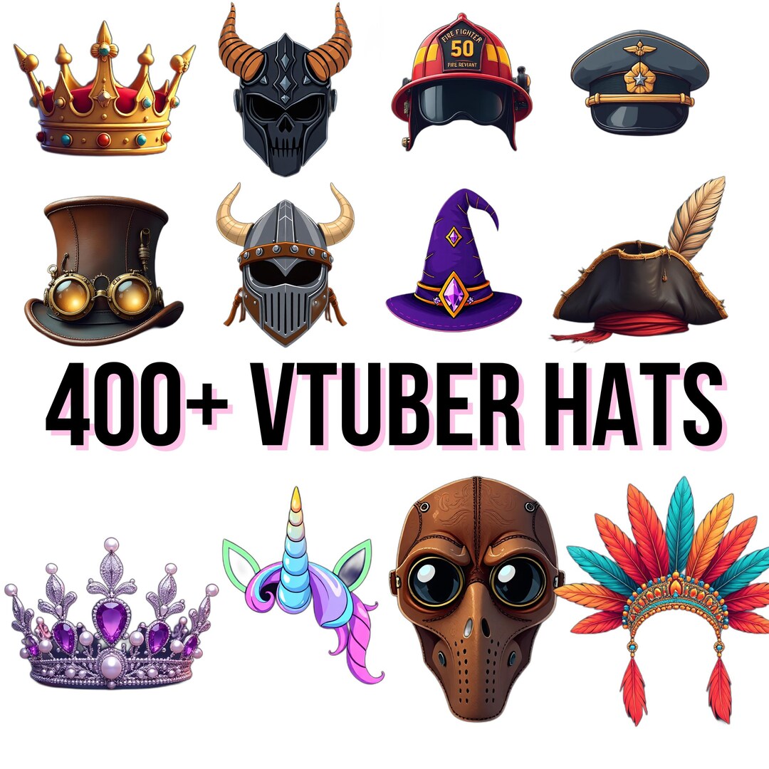 400 Vtuber Hats Premade Assets,hat Assets, Vtuber Asset Prop, Vtuber ...