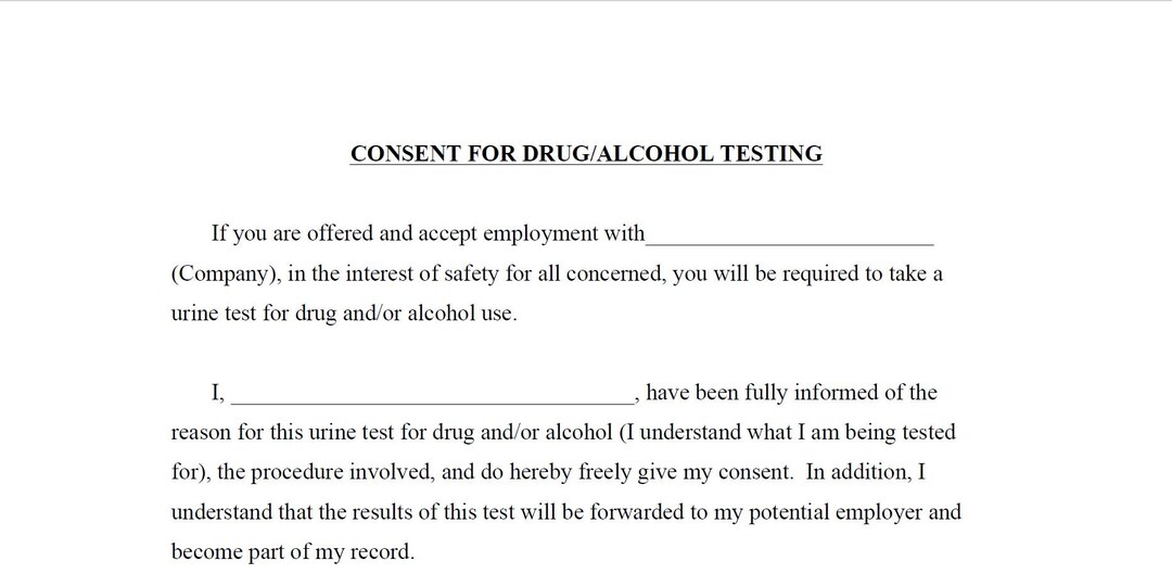 Consent for Drug/alcohol Testing Pre-employment Form - Etsy
