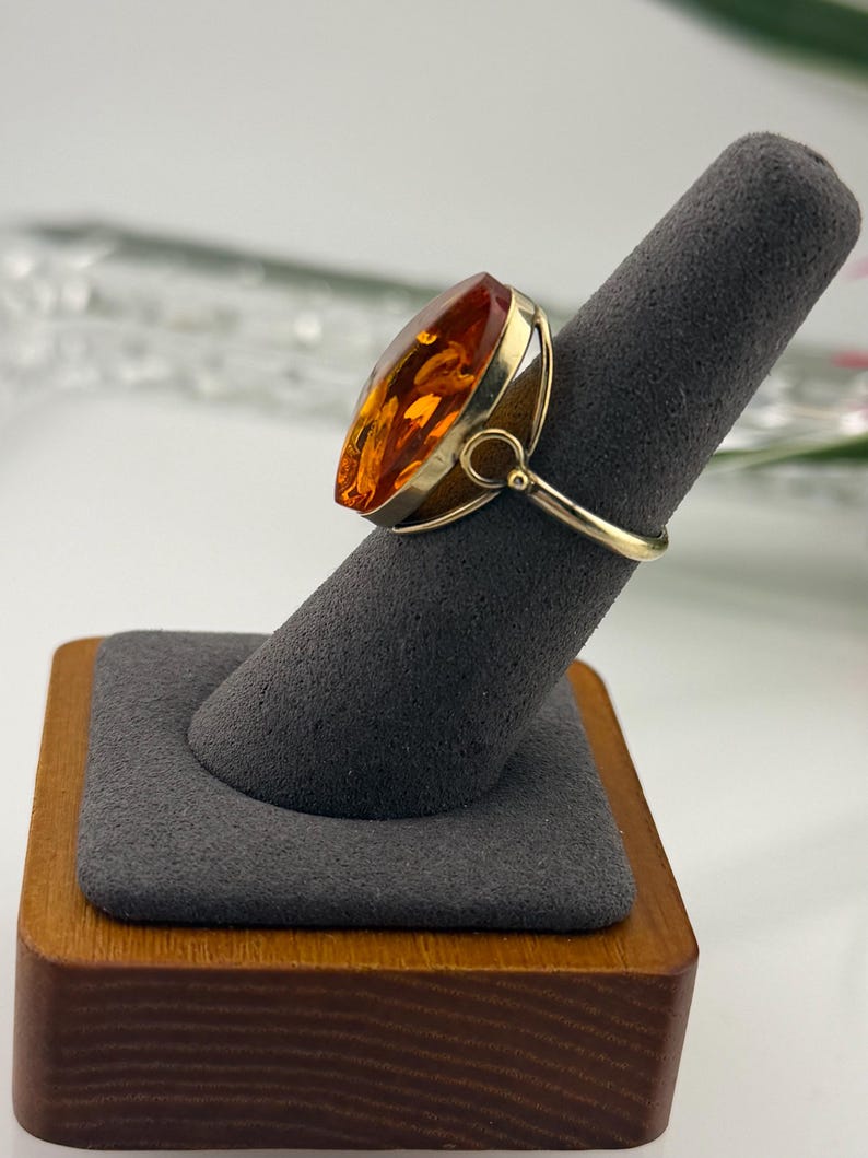 Vintage Soviet Russian Hallmark Baltic Amber Gilt Silver Ring - Etsy