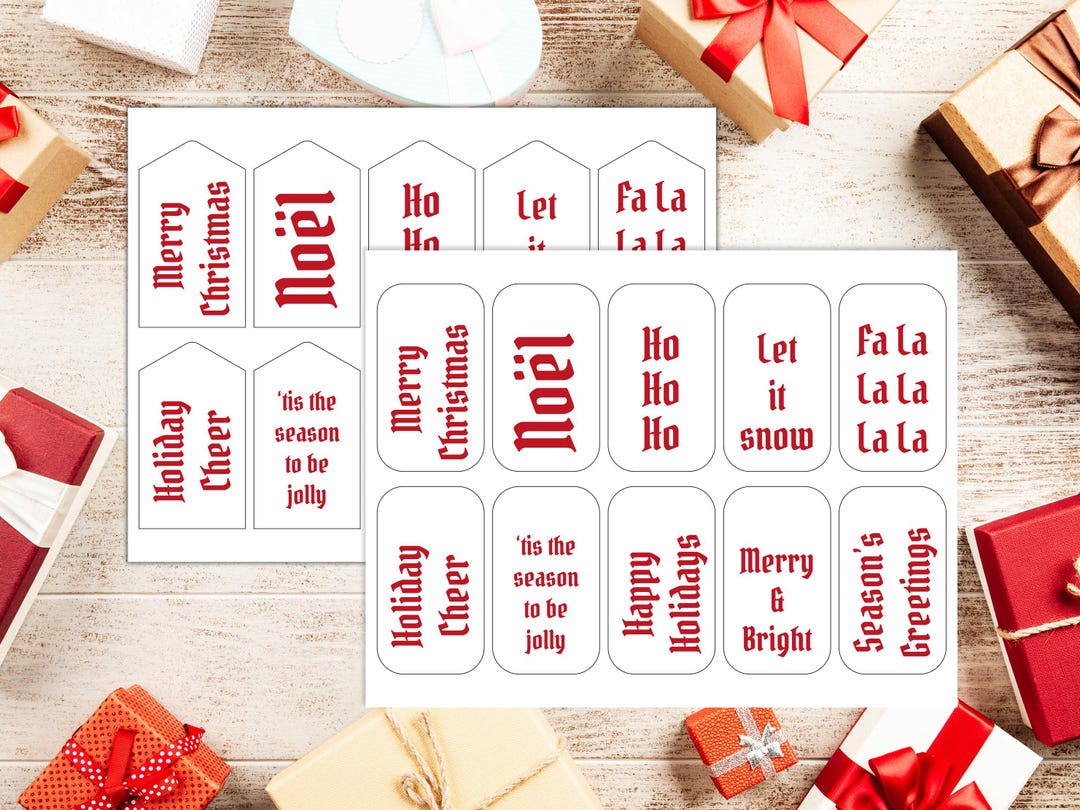 Printable Holiday Gift Tags Classic Holiday Sayings Digital Download ...