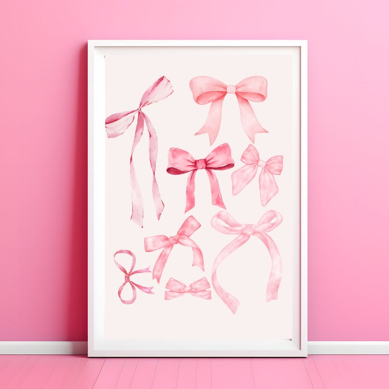 Pink Multi Bow Coquette Poster - Etsy