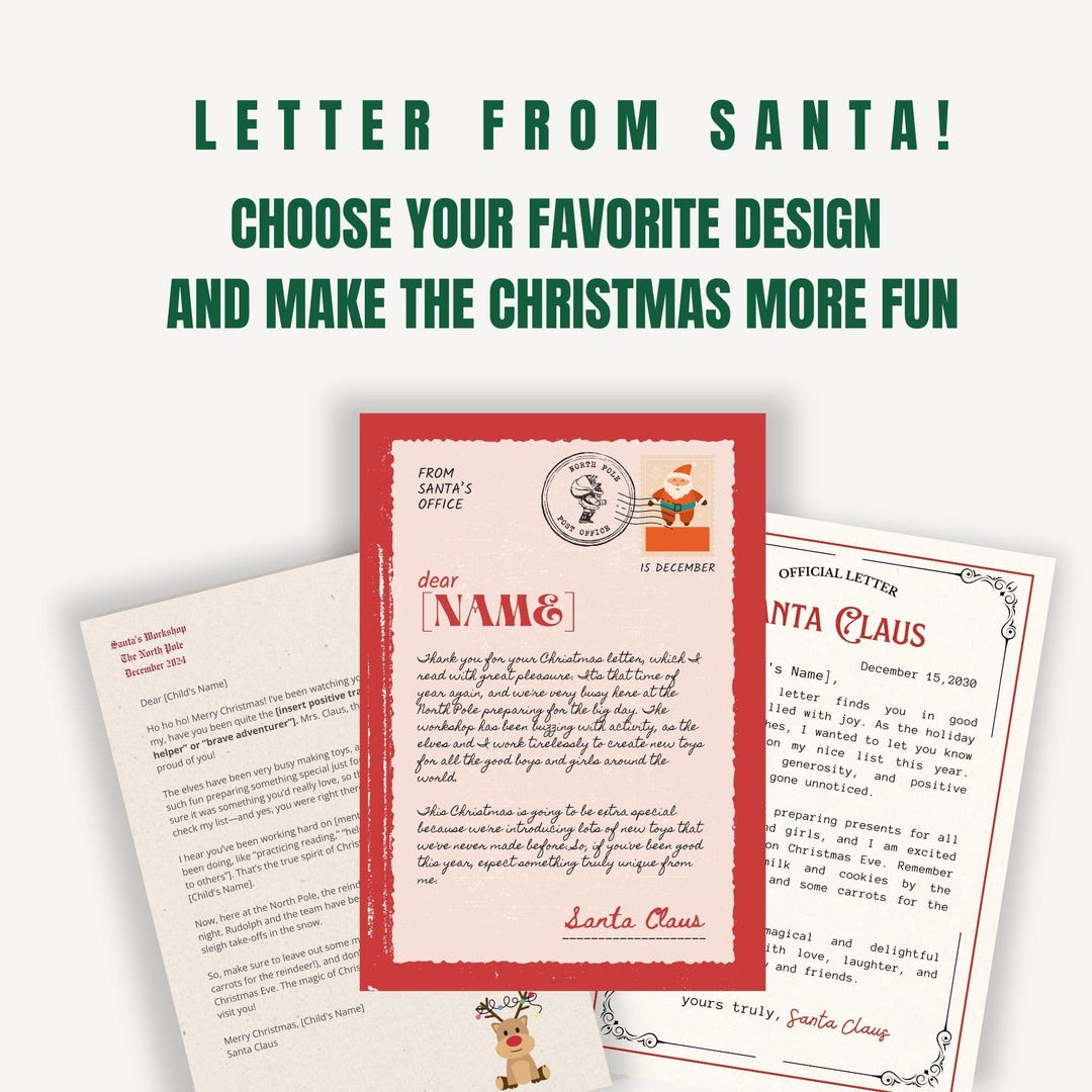 Santas Letter for Kids Santa Letter December Letter Template Letter ...