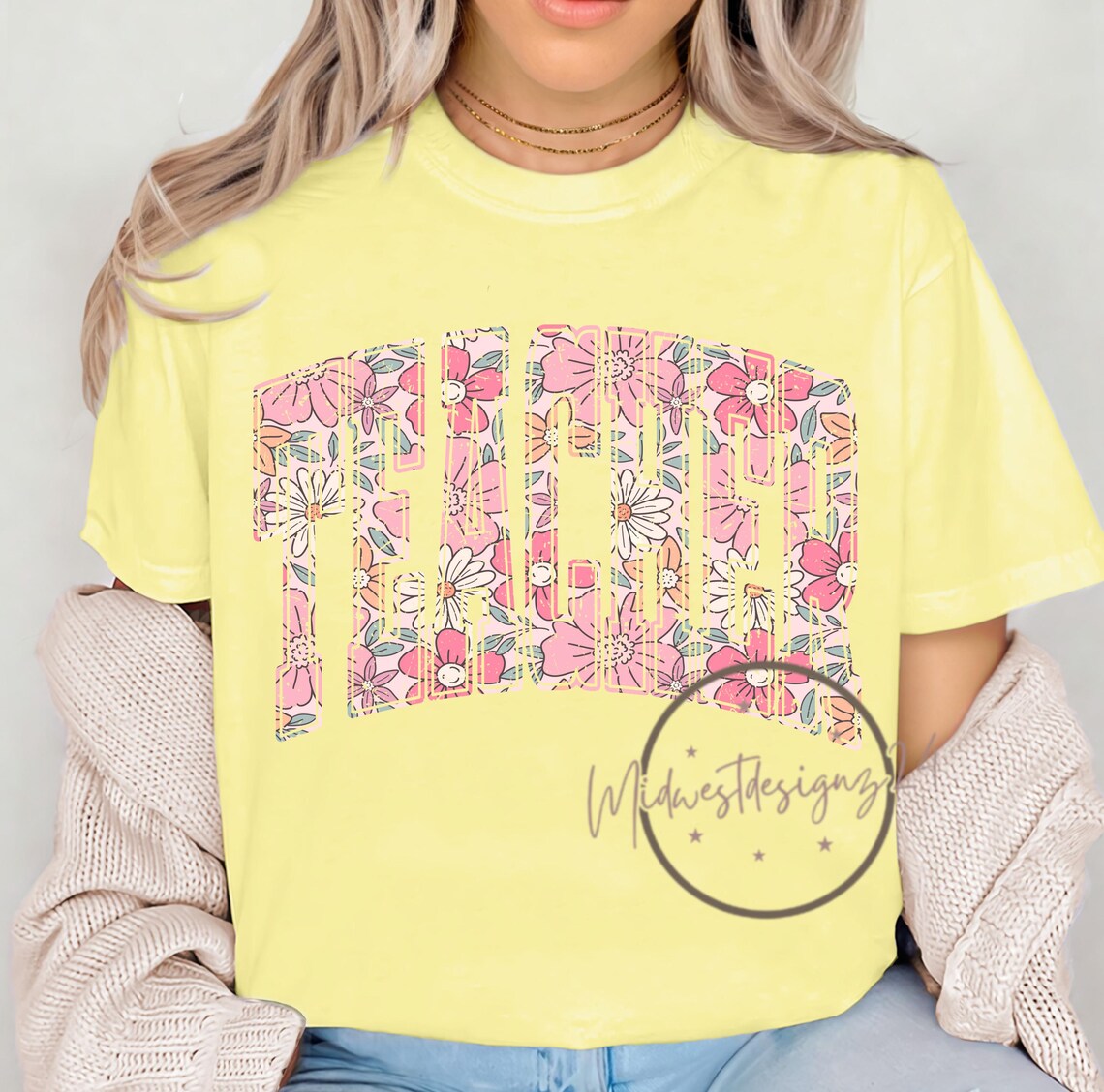 Floral Teacher Png, Digital Download, Sublimation Design Trendy Design ...