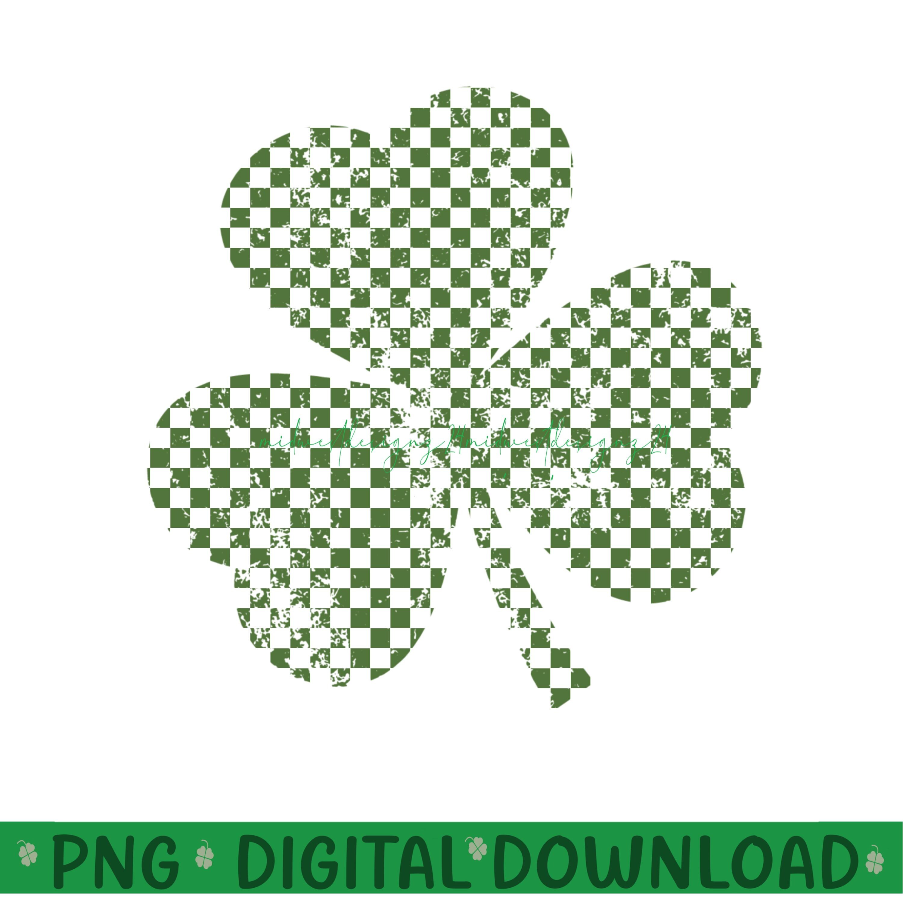 Green Checkered Clover Png, Digital Download, Sublimation Design Trendy ...