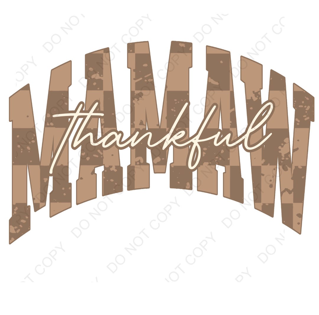 Retro Thankful Mamaw PNG, Checkered Thanksgiving Mamaw PNG Sublimation ...