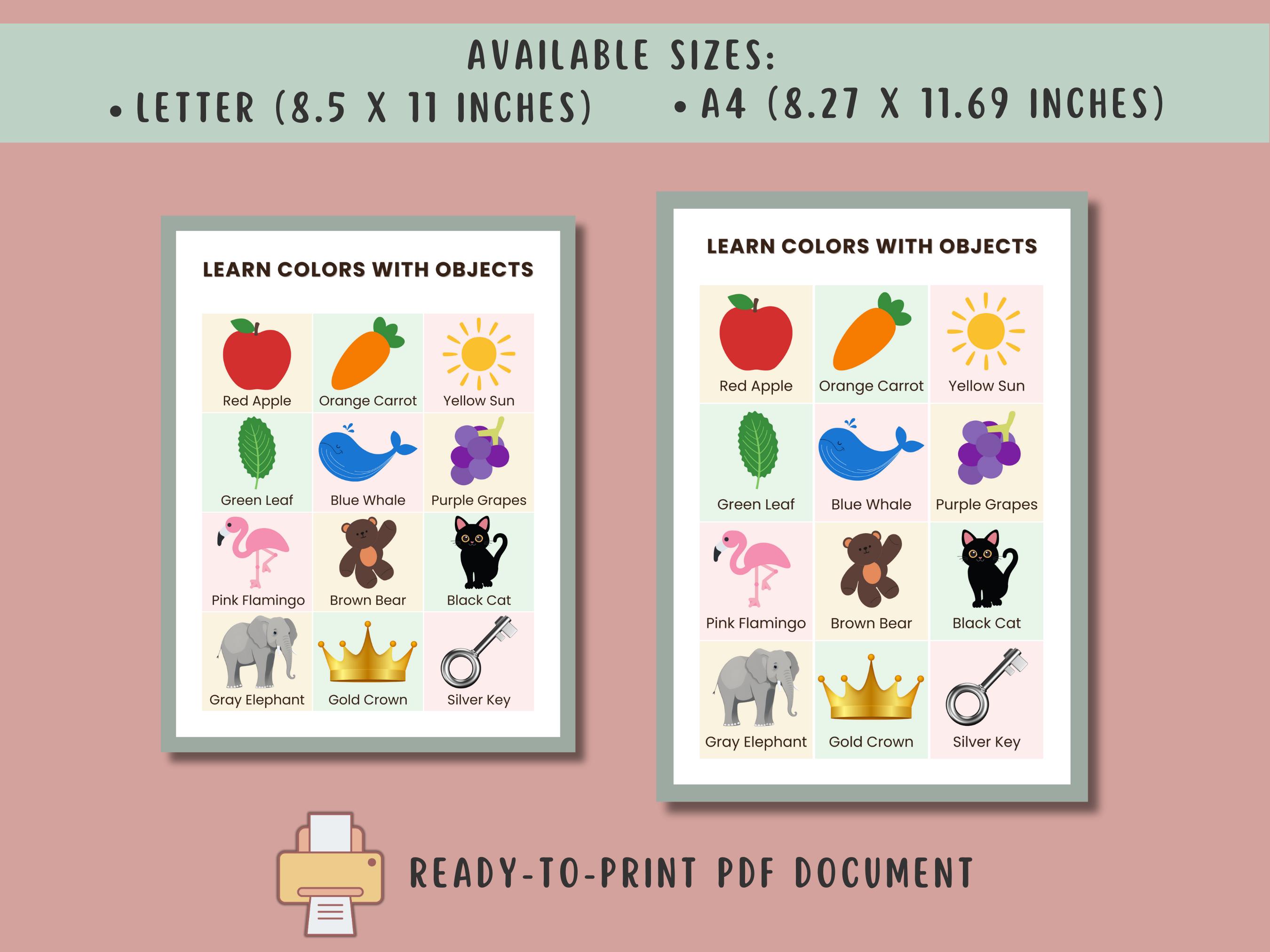 Homeschool Printables Educational Wall Art Printable Colors Wall Art ...