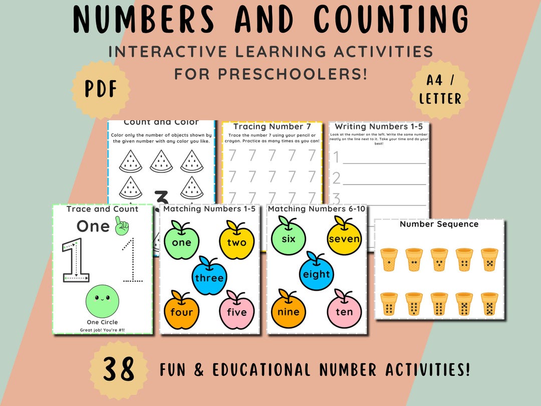 Handwriting Practice Tracing Numbers Matching Numbers Learning Numbers ...