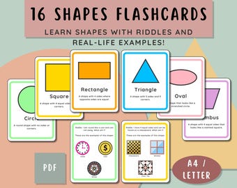 Shapes Flashcards | Preschool Learning | Homeschool - Etsy