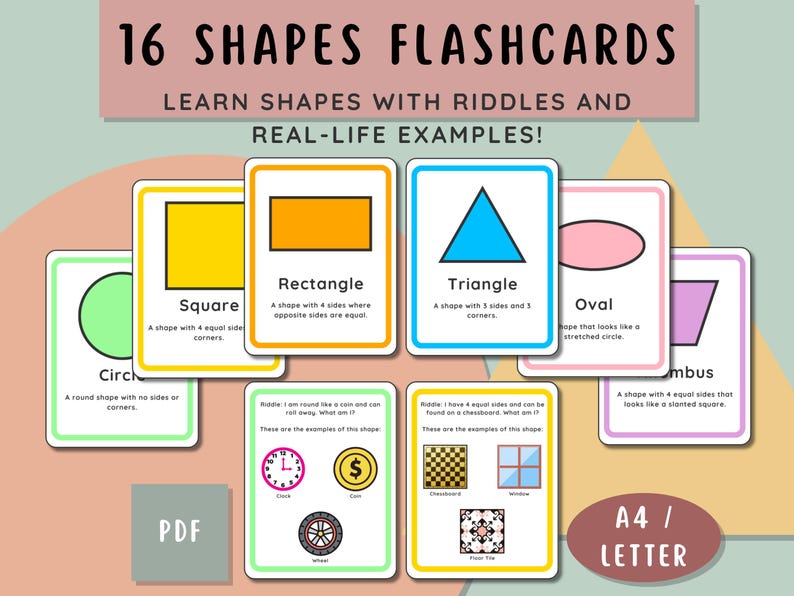 Printable Shapes Flashcards for Kids | Double-sided Educational Cards ...