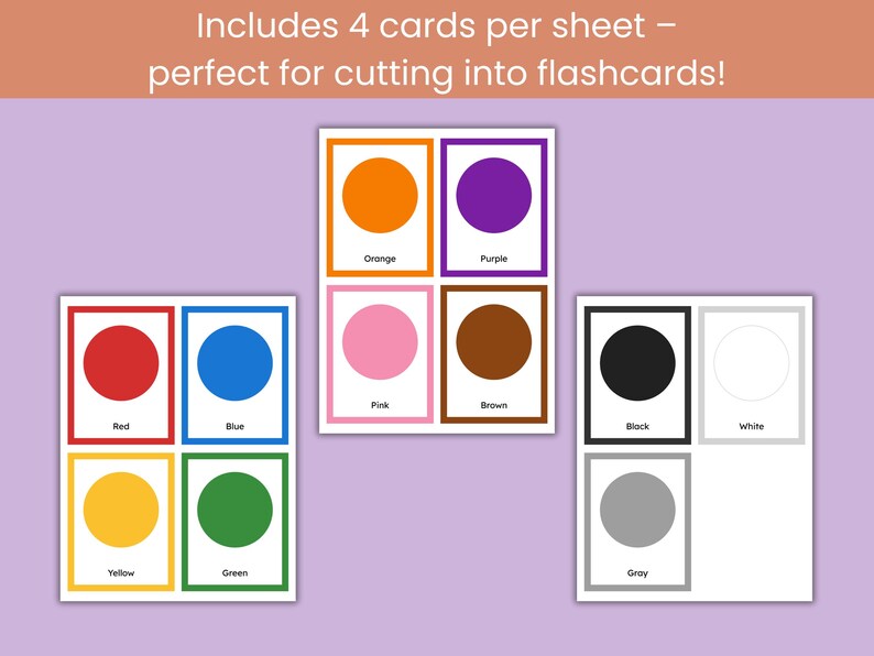 Printable Flashcards Teaching Colors for Homeschool Activity Learning ...