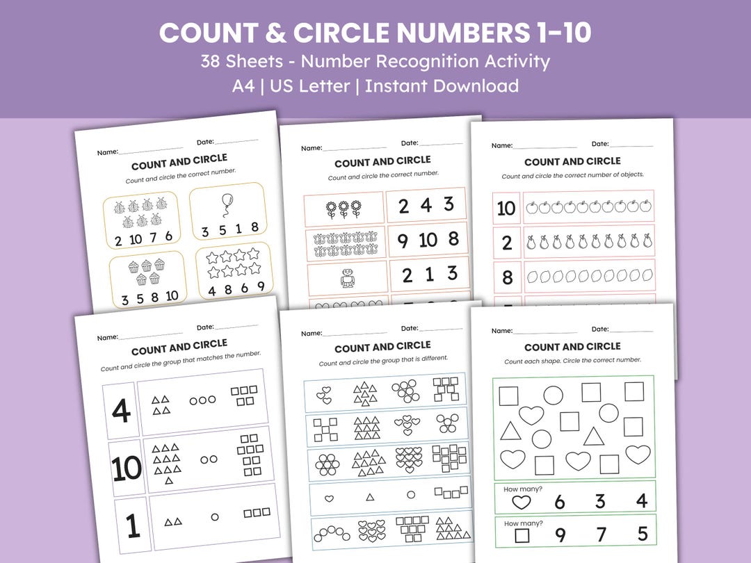 Count and Circle Worksheets 1–10 • Counting Numbers Activities for ...